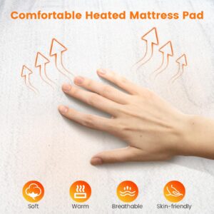 Giantex Twin Size Heated Mattress Pad, Electric Heat Pad w/ 8 Heat Settings & 10H Timer, Overheat Protection, Heating Bed Toppers Fit up to 16" Deep Pocket, Machine Washable Bed Warmer