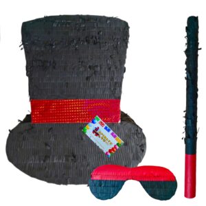 apinata4u magician hat pinata (17.5x13.4x3.5 inch) - elevate your magic show birthday with las vegas casino vibes - complete party supplies, includes stick and mask!