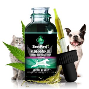 best paw nutrition - organic hemp oil for dogs and cats - joint pain relief arthritis supplement - natural support for separation relief - calming aid pets love - from canadian crops - 1oz