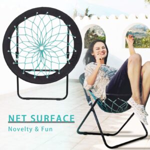 Camp Field Camping and Room Bungee Folding Dish Chair -Versatile Bunjo Chair with Fun Bouncy Design - Circle Web Chair for Relaxation and Fun for Room Garden and Outdoor (Black)