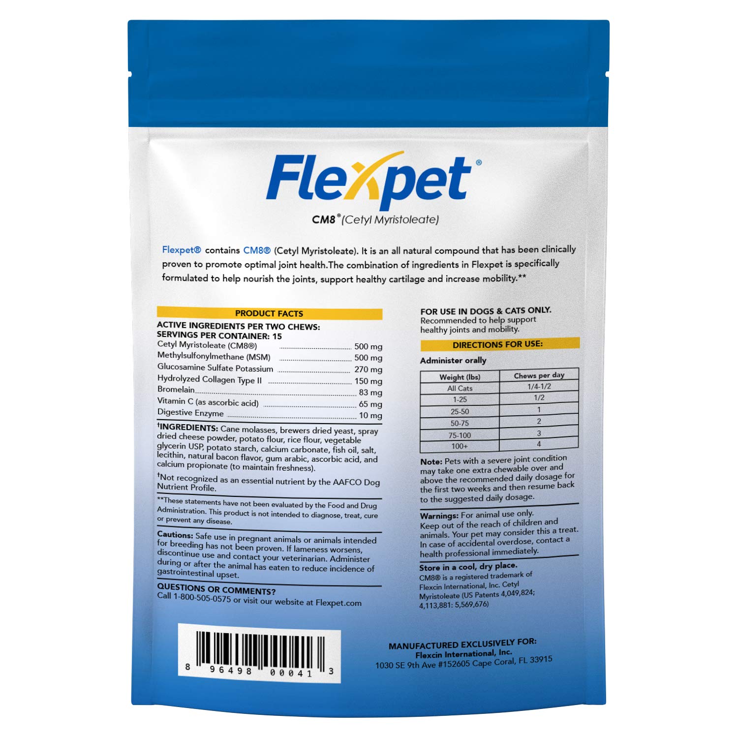 FlexPet Maximum Strength Soft Chews – All-Natural Pain Reliever for Dogs with Glucosamine and Cetyl Myristoleate (CM8), Hip and Joint Supplement, Anti-Inflammatory: Trial Pack - 30 Soft Chews