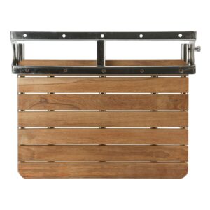 amarine-made teak folding shower seat - wall mounted - solid wood fold down spa bench (21-5/8"x15"x1.7")