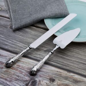 OTW PAVILION 2 Piece Wedding Cake Server Set,18/10 Stainless Steel Dessert Set Pie Server Cake Cutter Knife for Birthday,Anniversary,Holiday,Baby Shower,Party (Versailles, Stainless steel-V)