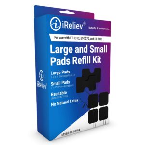 ireliev otc large and small electrode pads refill kit, 12 electrodes. 8 small and 4 large electrode pads