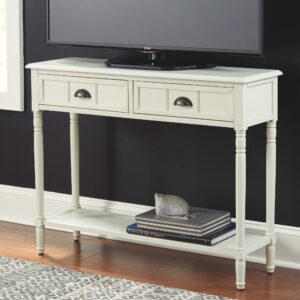 Signature Design by Ashley Goverton Vintage Casual 2 Drawer Console Sofa Table, White