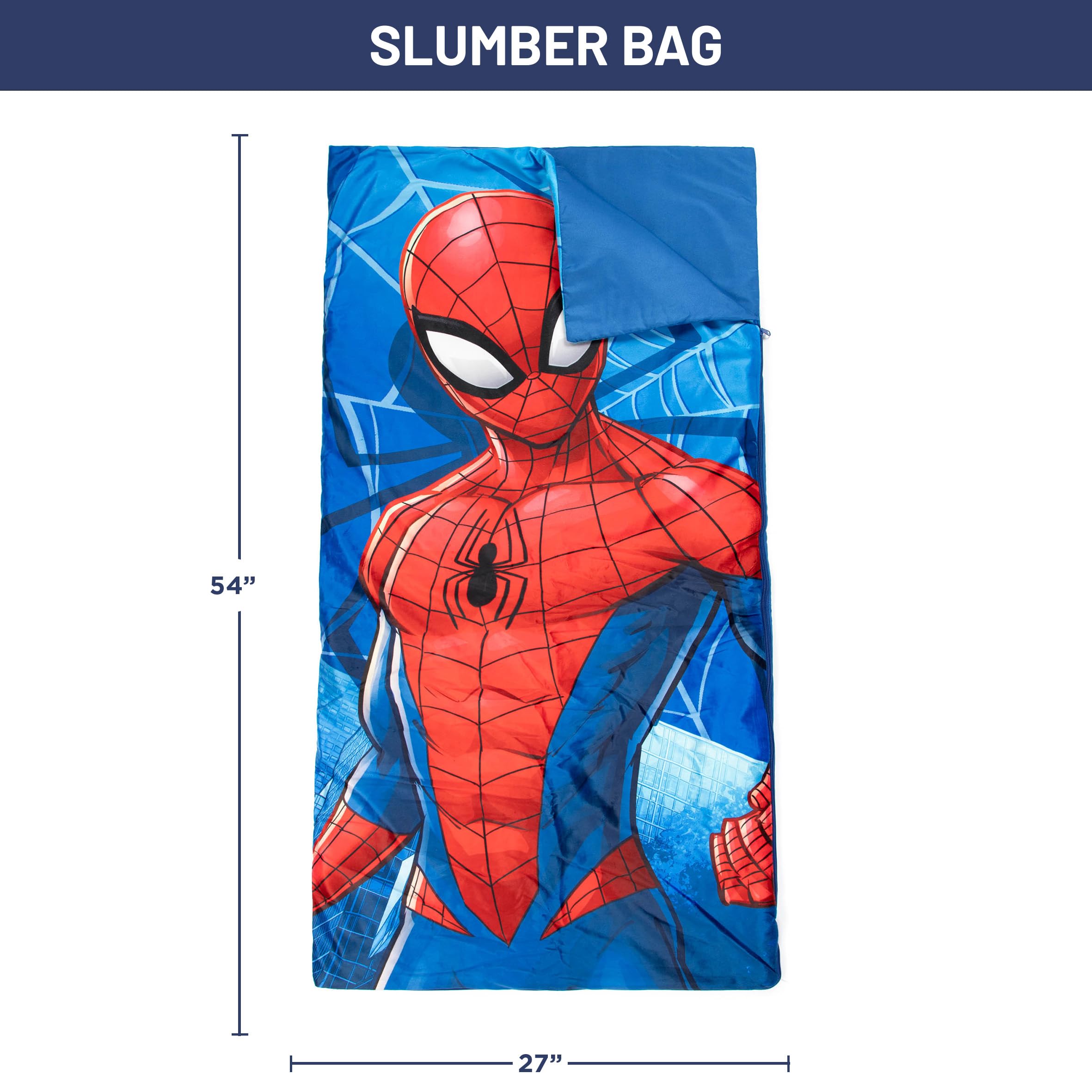 Jay Franco Marvel Spiderman 3 Piece Sleepover Set - Cozy & Warm Kids Slumber Bag with Pillow & Eye Mask (Official Marvel Product)