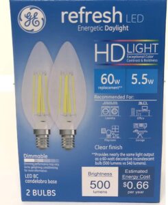 ge 31508 clear finish daylight hd 60w dimmable pack 2