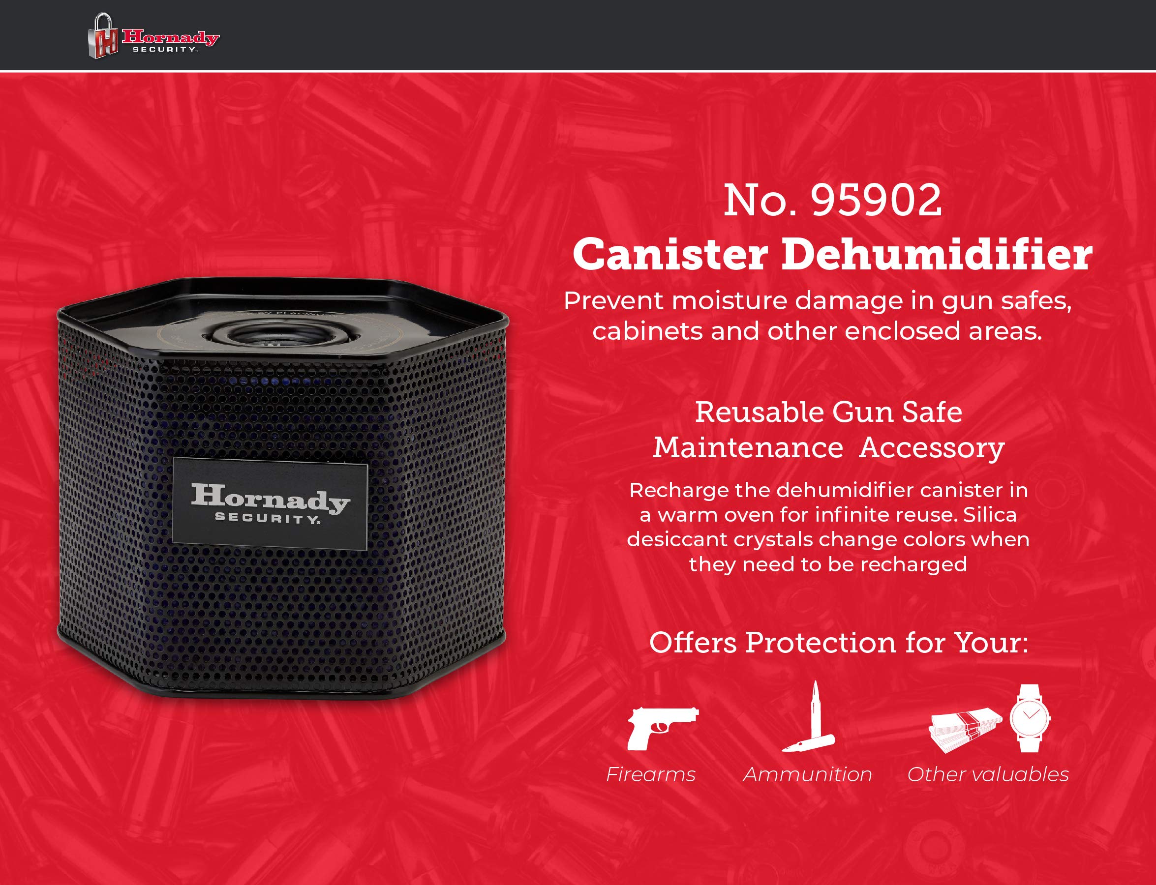 Hornady Reusable Canister Dehumidifier 750G, 95902 - Portable, Easy to Use Moisture Absorbers for Gun Safes & Cabinets - Prevent Moisture Damage for Gun Safe Accessories, Firearms in Your Gun Vault