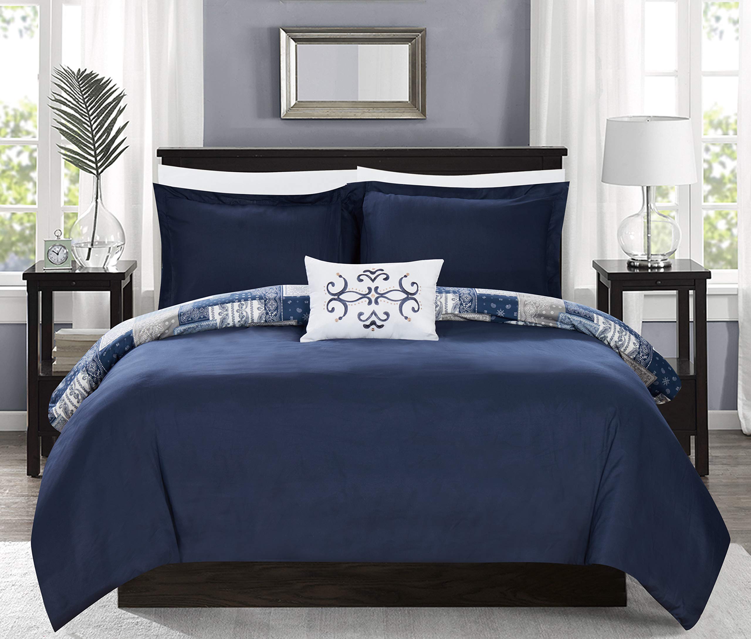 Utopia Blue Queen 8pc Duvet Set