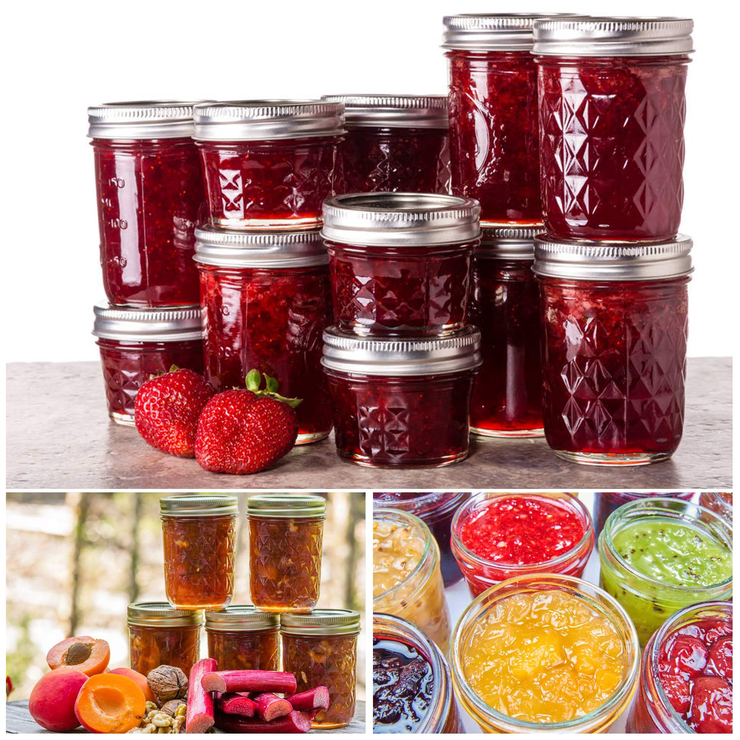 Mason Jars Canning Jars, 24 Pack Jelly Jars With Regular Lids, Ideal for Jam, Honey, Wedding / Shower Favors, DIY Magnetic Spice Jars - 4 OZ x 8, 8 OZ x 8, 12 OZ x 8 (4oz -8oz-12oz)