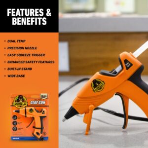 Gorilla Dual Temp Mini Hot Glue Gun Kit with 75 Hot Glue Sticks, Precision Nozzle, and Easy Squeeze Trigger, for DIY, Craft, Repairs, and More, Orange (Combo Pack:1 Mini Gun, 75 Glue Sticks)