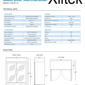 Xiltek Double Door Upright Commercial Display Freezer - Large Capacity Glass Door Merchandiser Freezer 45 CU Ft.