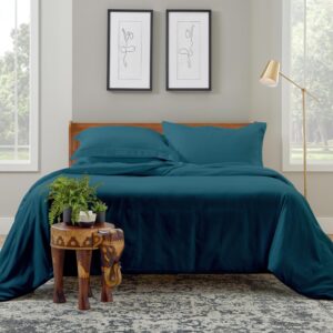 cosy house collection luxury duvet cover set 3-piece - blend of rayon derived from bamboo - ultra soft bedding - zippered comforter protector, includes 2 pillow shams (king/cal king, dark teal)