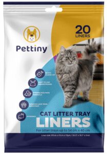 cat litter box liners with drawstrings - 34" x 16" scratch resistant cat litter bags for medium & large litter trays - kitty litter bags and cat box liners - easy to use cat litter liners - 20 count