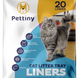 Cat Litter Box Liners with Drawstrings - 34" x 16" Scratch Resistant Cat Litter Bags for Medium & Large Litter Trays - Kitty Litter Bags and Cat Box Liners - Easy to Use Cat Litter Liners - 20 Count