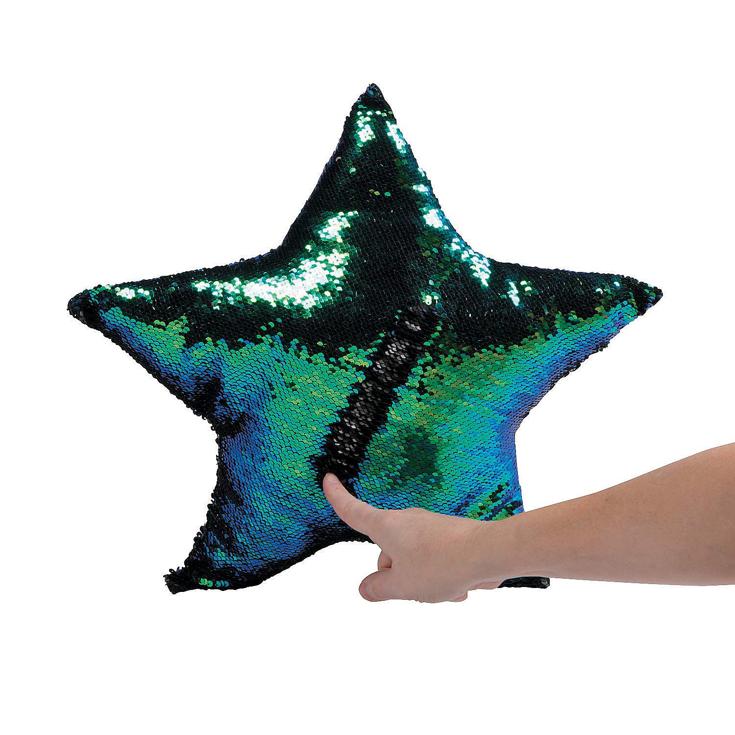 Fun Express Plush Reversible Sequin Star Pillow- Toys - 1 Piece