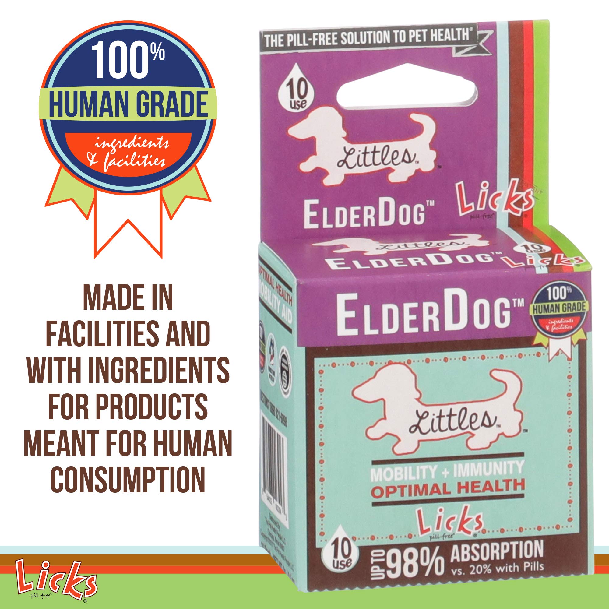 Licks Pill-Free ElderDog Small Breed Dog Senior - Older Dog Vitamins and Supplements - Joint & Immune Support Supplements for Dogs - Dog Coat & Digestion Supplement - Gel Packets - 10 Use