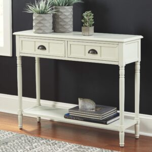 Signature Design by Ashley Goverton Vintage Casual 2 Drawer Console Sofa Table, White