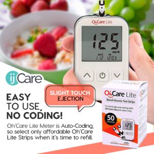 Oh’Care Lite Blood Sugar Testing Monitor – 200 Glucose Test Strips, 200 Lancets, and 1 Control Solution for for Blood Testing – Accurate and Affordable Diabetic Supplies