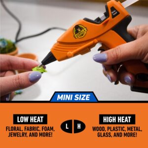 Gorilla Dual Temp Mini Hot Glue Gun Kit with 75 Hot Glue Sticks, Precision Nozzle, and Easy Squeeze Trigger, for DIY, Craft, Repairs, and More, Orange (Combo Pack:1 Mini Gun, 75 Glue Sticks)