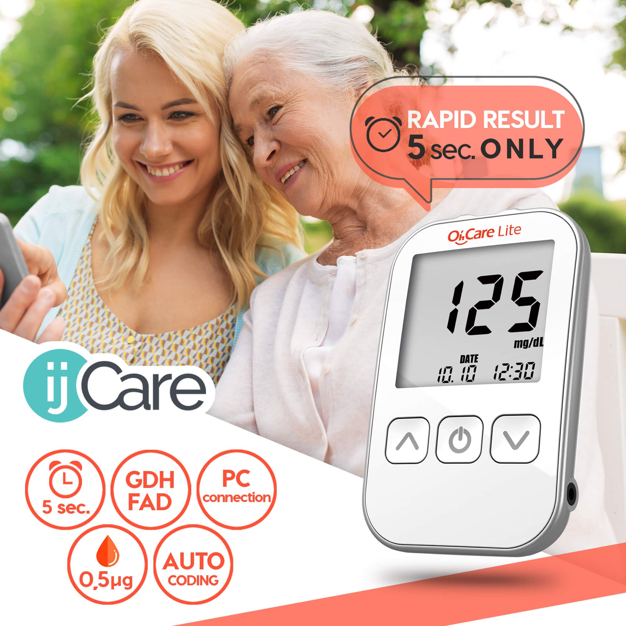 Oh’Care Lite Blood Sugar Testing Monitor – 200 Glucose Test Strips, 200 Lancets, and 1 Control Solution for for Blood Testing – Accurate and Affordable Diabetic Supplies