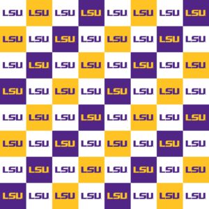 university of louisiana lsu cotton fabric with new mini check design-newest pattern-ncaa cotton fabric