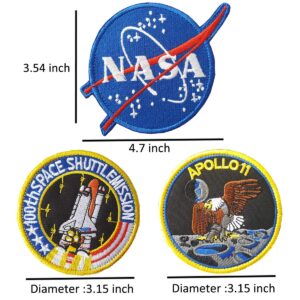 Lightbird NASA Patches 6 Pieces,Embroidered Iron On/Sew On Space Patches,US Flag Patch (Iron on/Heat Transfer Backing) 1