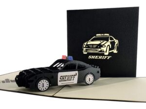 igifts and cards sheriff car 3d pop up greeting card - awesome undersheriff happy birthday gift, chief deputy retirement, training academy graduation, thank you, congratulations