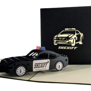 iGifts And Cards Sheriff Car 3D Pop Up Greeting Card - Awesome Undersheriff Happy Birthday Gift, Chief Deputy Retirement, Training Academy Graduation, Thank You, Congratulations