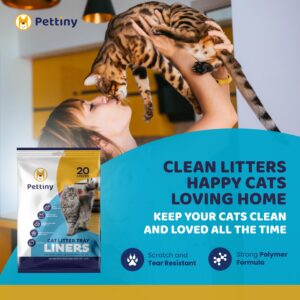 Cat Litter Box Liners with Drawstrings - 34" x 16" Scratch Resistant Cat Litter Bags for Medium & Large Litter Trays - Kitty Litter Bags and Cat Box Liners - Easy to Use Cat Litter Liners - 20 Count