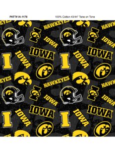 sykel entrprises university of iowa cotton fabric with new tone on tone design -newest pattern