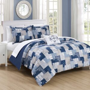 Utopia Blue Queen 8pc Duvet Set