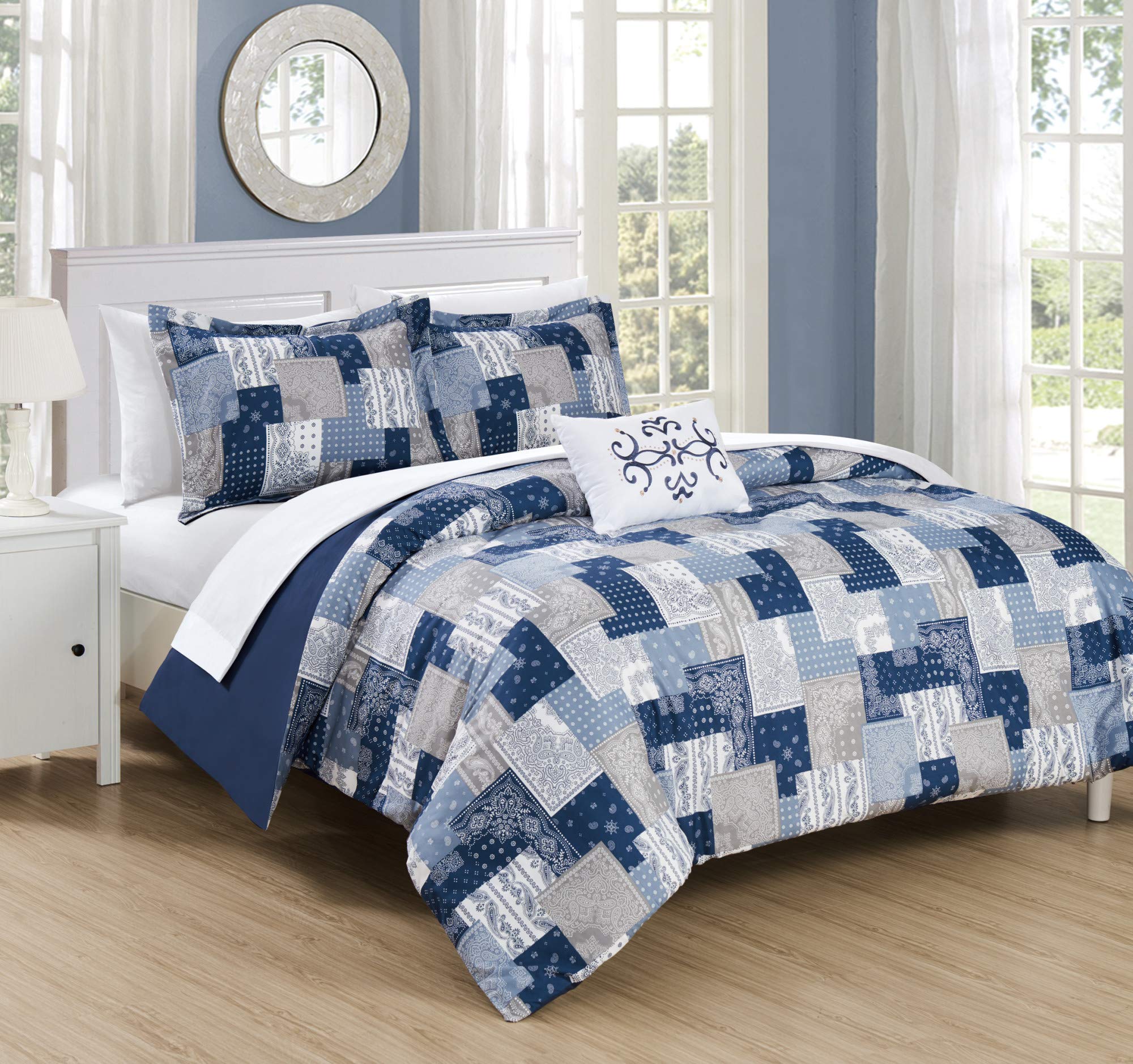 Utopia Blue Queen 8pc Duvet Set