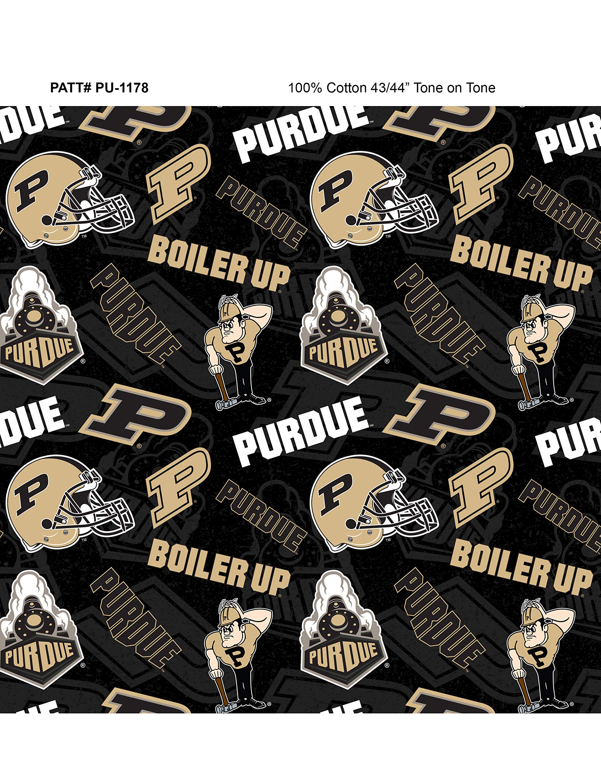 Purdue University Cotton Fabric with New Tone ON Tone Design Newest Pattern+