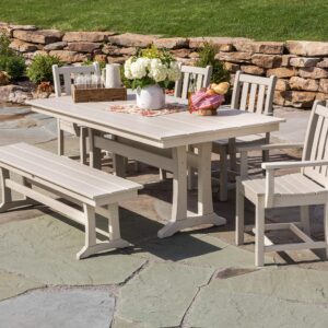 Polywood Traditional Garden 6-Piece Farmhouse Dining Set with Bench (Slate Grey)