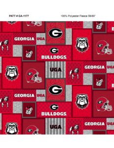 sykel enterprises university of georgia fleece blanket fabric-georgia bulldogs fleece fabric with new patch patttern-sold by the yard