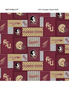 sykel enterprises florida state fleece blanket fabric-florida state seminoles fleece fabric with new patch pattern-sold by the yard