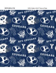 sykel enterprises brigham young byu cotton fabric with new tone on tone design newest pattern