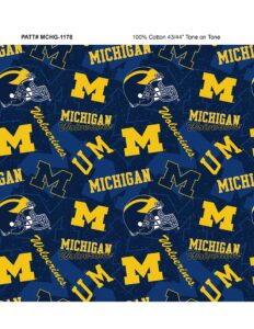 m square university of michigan cotton fabric with new tone on tone design newest pattern