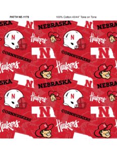 university of nebraska cotton fabric with new tone on tone design newest pattern