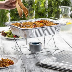 GUSTO [25 Count 9x13 Inch Aluminum Pans With Lids, Half Size Deep Steam Foil Pans with Lids - Table Pans for Baking, Cooking, Heating, Storing and Food Prepping (Formerly Comfy Package)