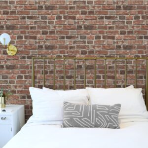 NextWall Distressed Faux Brick Peel and Stick Wallpaper (Red)