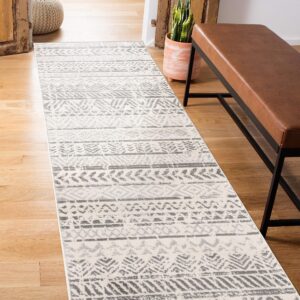 rugshop geometric boho perfect for high traffic areas of your living room,bedroom,home office,kitchen runner rug 2' x 7' gray