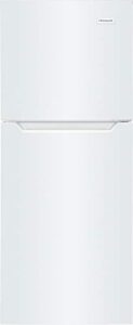 frigidaire 10.1 cu. ft. compact ada top freezer refrigerator in white with electronic control panel, reversible door swing, energy star