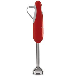 SMEG Handheld Immersion Blender 5 Speeds with Turbo Boost Stainless Steel Blades Nonslip Ergonomic Handle HBF11RDUS, Red