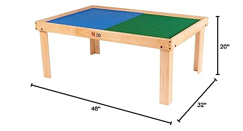 NILO N51N Kid's Play Table Compatible with Legos, Duplo, Trains, Games, Building, Lincoln Logs Safe Fun for Children Educational Toy Board Durable (No Holes, 32x48x20)