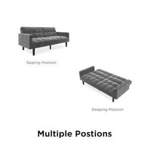 DHP Hayden 78 Inch Futon Sofa Bed in Microfiber, Upholstered Couch Sleeper with Tufted Back and Seat, Mid-Century Modern, Gray