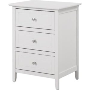 glory furniture daniel 3 drawer nightstand in white