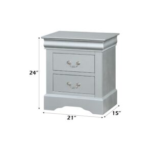 Acme Louis Philippe Nightstand in Platinum