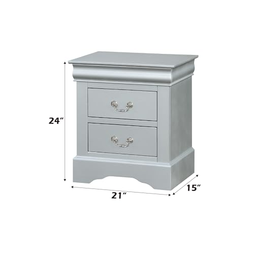 Acme Louis Philippe Nightstand in Platinum